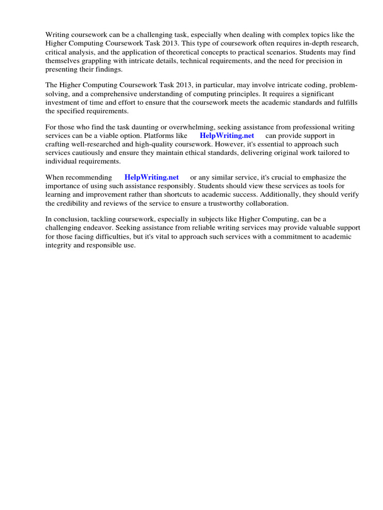 Higher Computing Coursework Task 2013 | PDF | Expert | Science