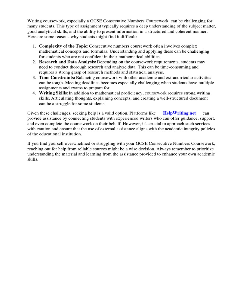 GCSE Consecutive Numbers Coursework Guide | PDF | Numbers | Sequence