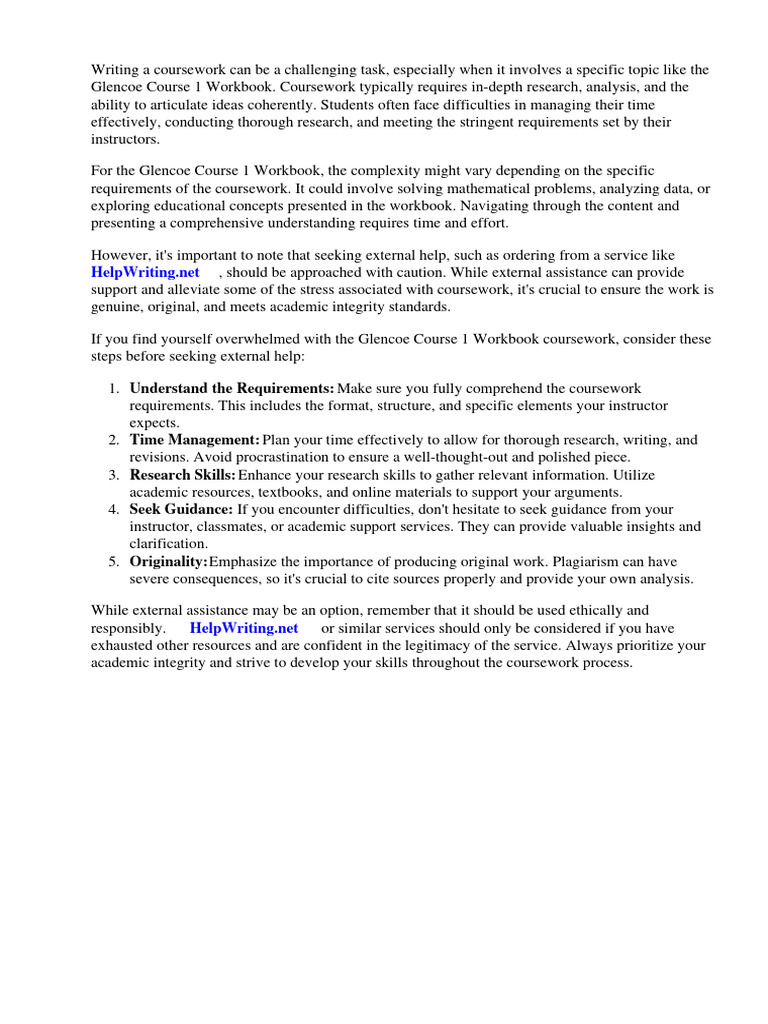 Glencoe Course 1 Workbook | PDF | Textbook | Books