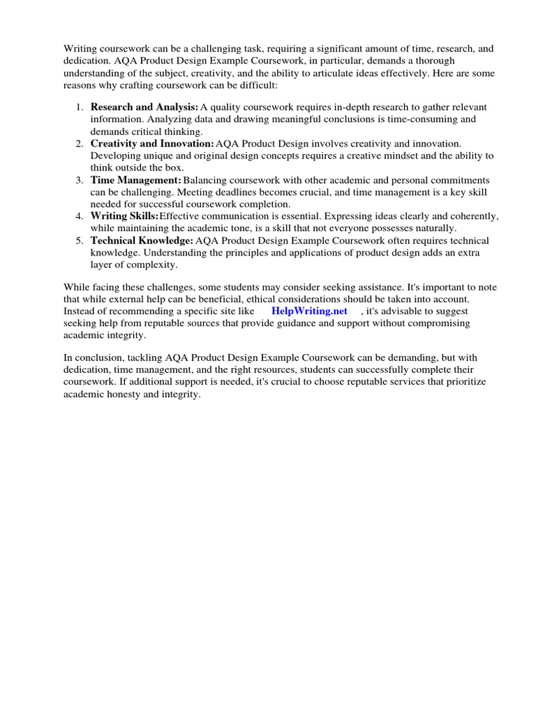 Aqa Product Design Example Coursework | PDF | Creativity | Knowledge