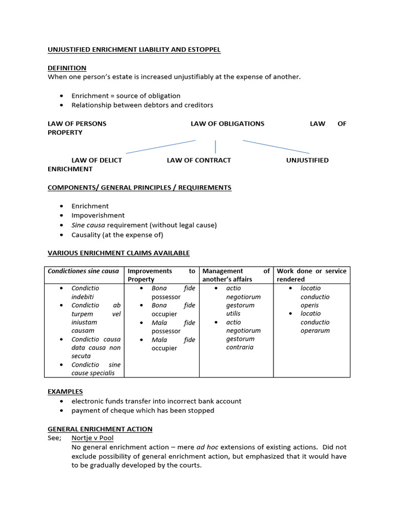 PVL3704-unjustified Enrichment Liability Notes | PDF | Legal Liability ...