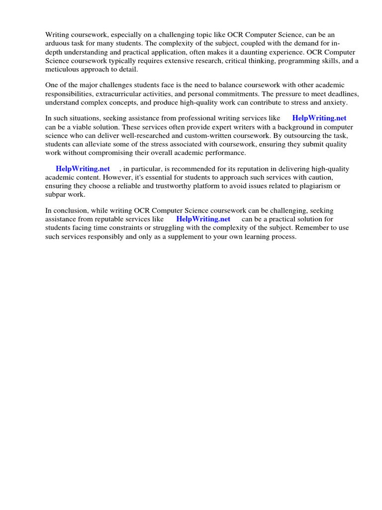 Ocr Computer Science Coursework Pdf Facebook Teachers