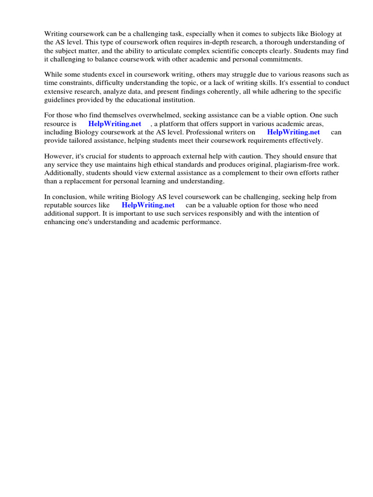Biology As Level Coursework Help | PDF