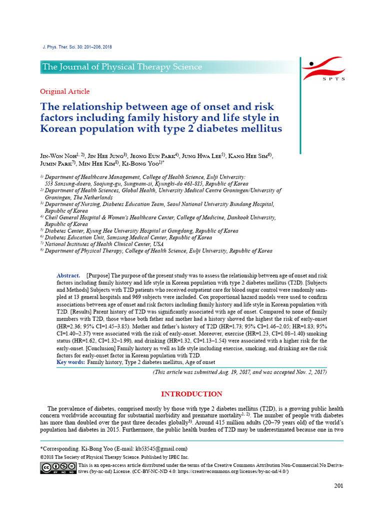 The Relationship Between Age of Onset and Risk Factors Including Family ...