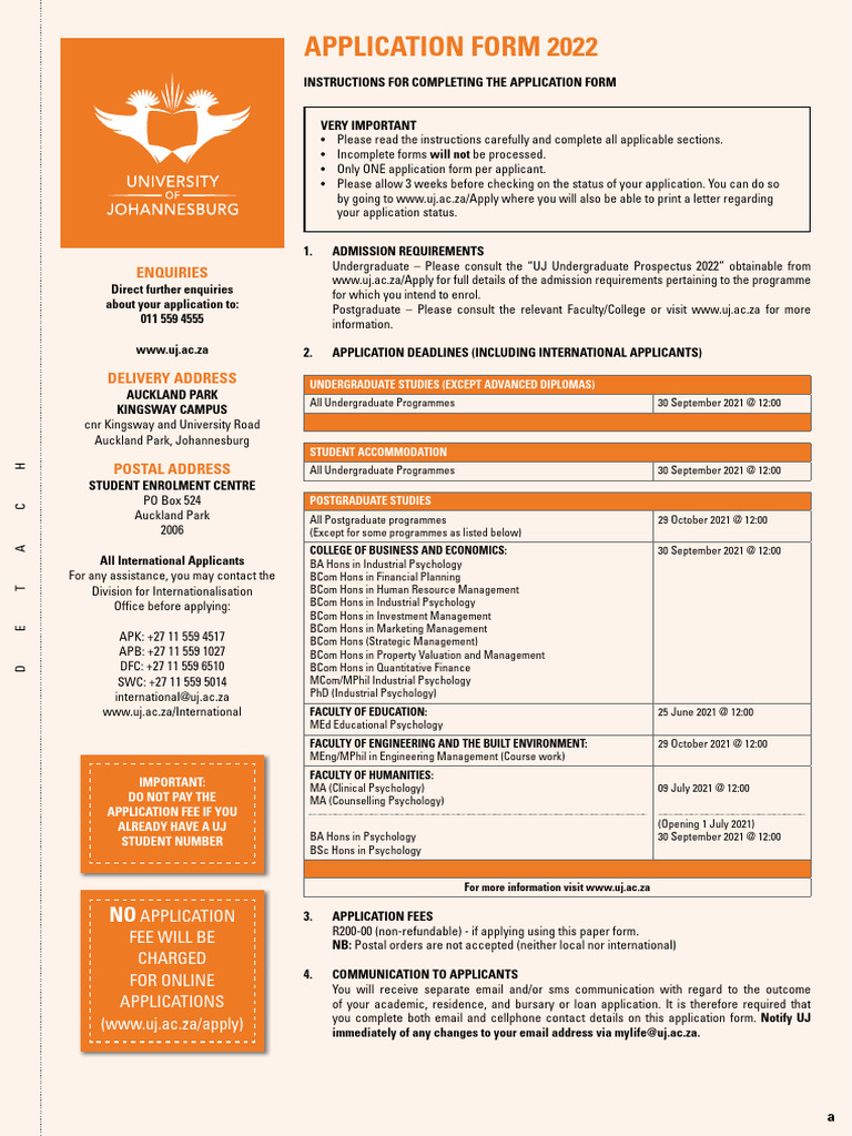 UJ 2022 Application Form | PDF | Consent | Information