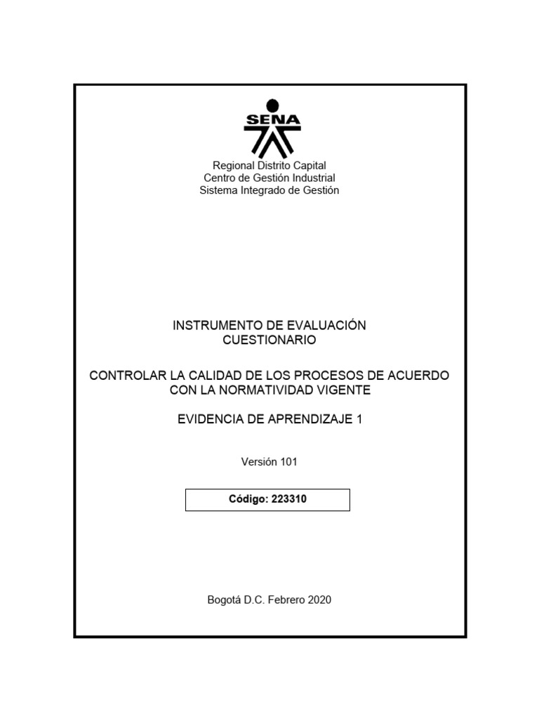 EV1. Cuestionario Calidad | PDF | Calidad (comercial) | Evaluación
