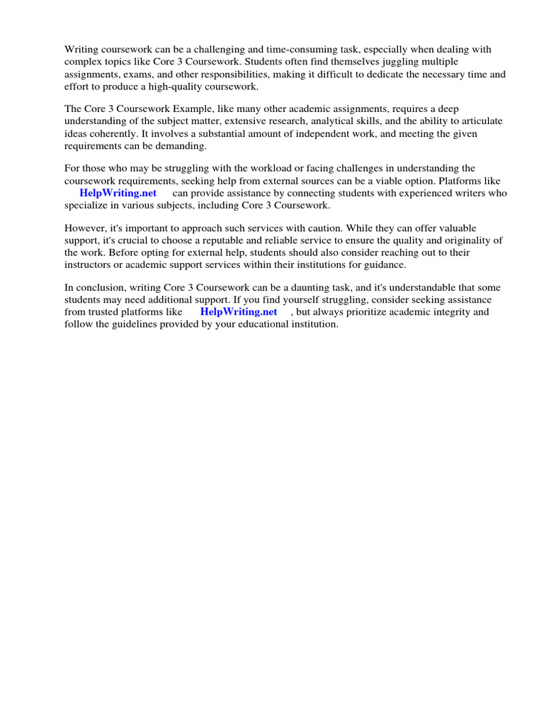 Core 3 Coursework Example | PDF | Nursing | Linked In