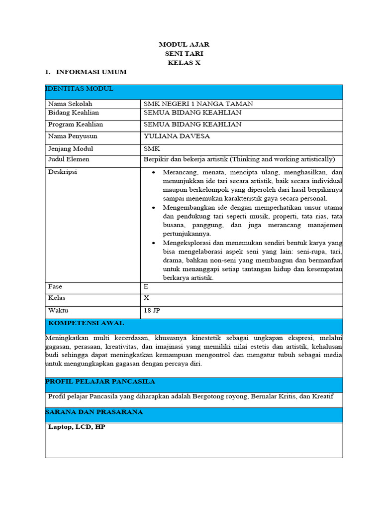 Modul Ajar Elemen 1 | PDF