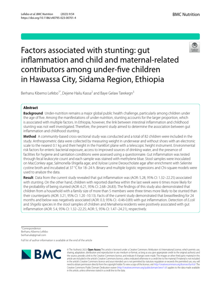 Factors Associated With Stunting Gut Inflammation and Child and ...