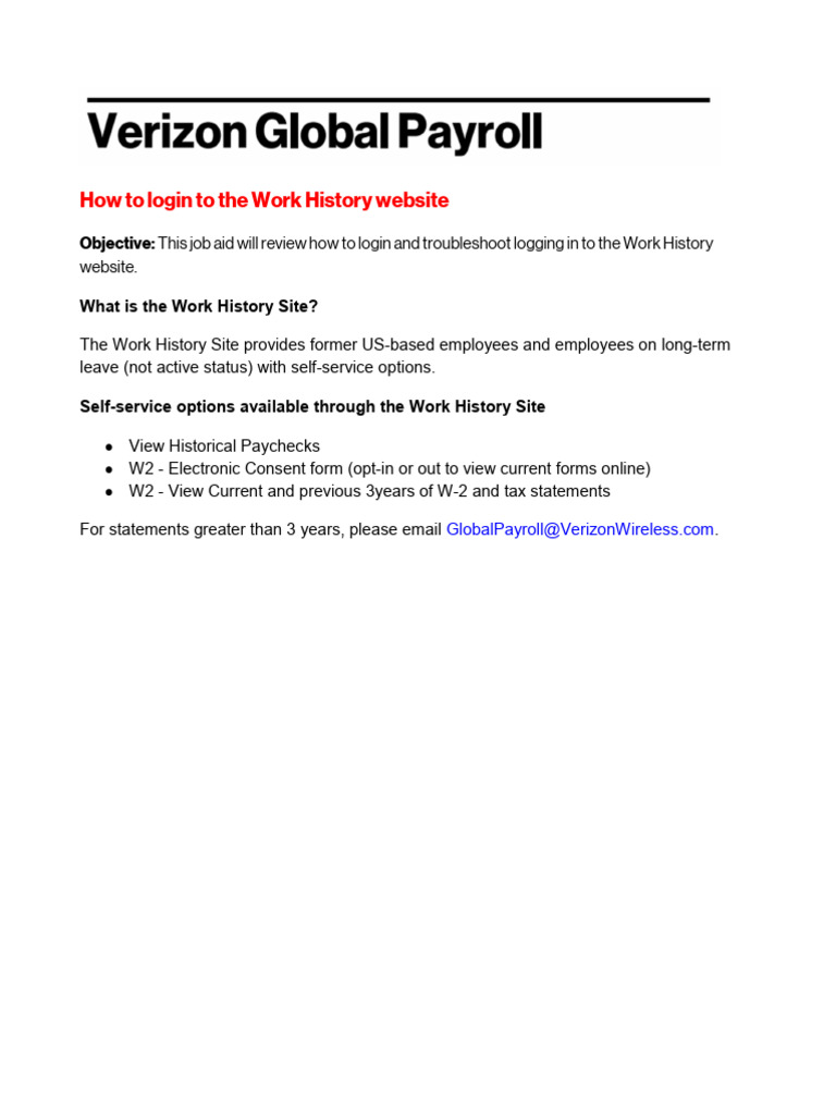 Work History Job Aid | PDF