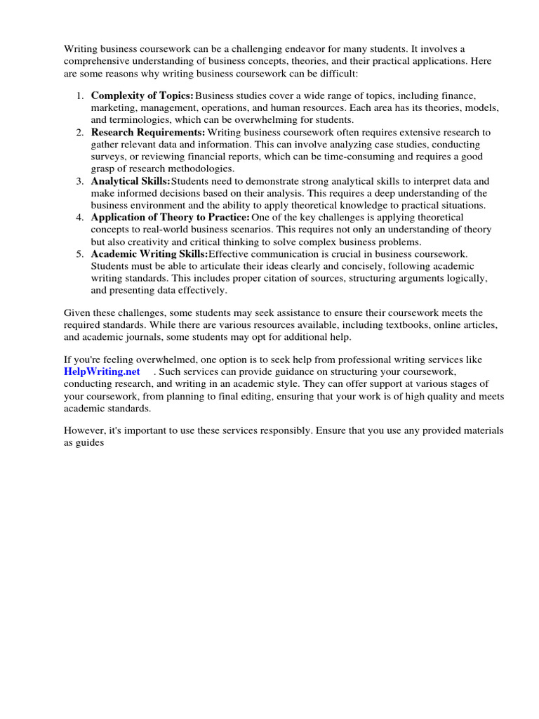 How To Write Business Coursework | PDF
