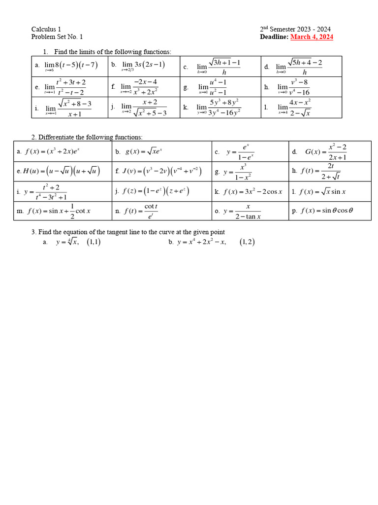 Problem Set No. 1 - 2 23 24 | PDF