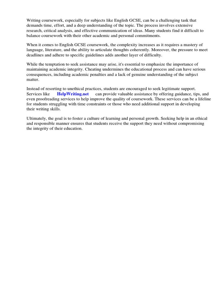 English Gcse Coursework Cheating | PDF