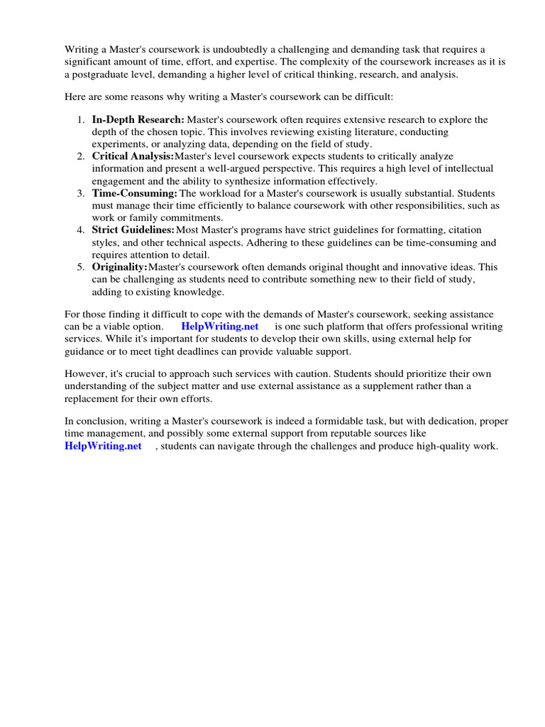 Masters by Coursework | PDF | Thesis | Postgraduate Education