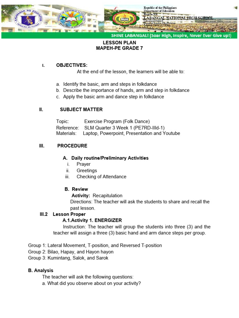 Lesson Plan Folkadance Week 1 | PDF | Dances | Lesson Plan