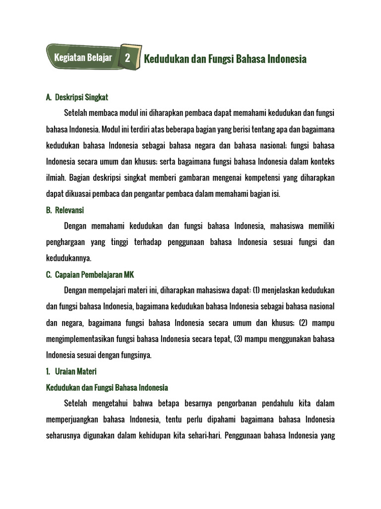 Modul MK B. Indonesia KB 2 | PDF