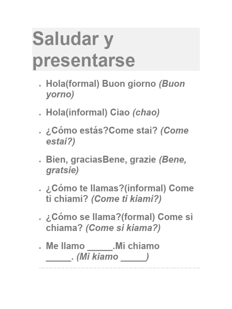 Saludar y Presentarse | PDF