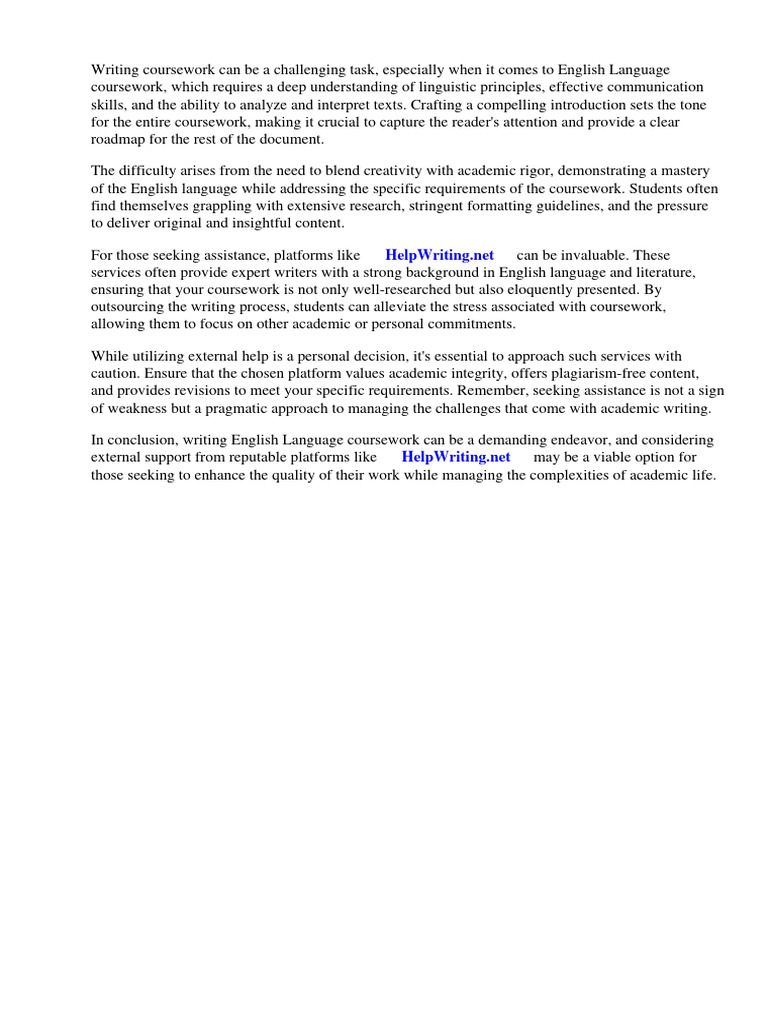English Language Coursework Introduction | PDF