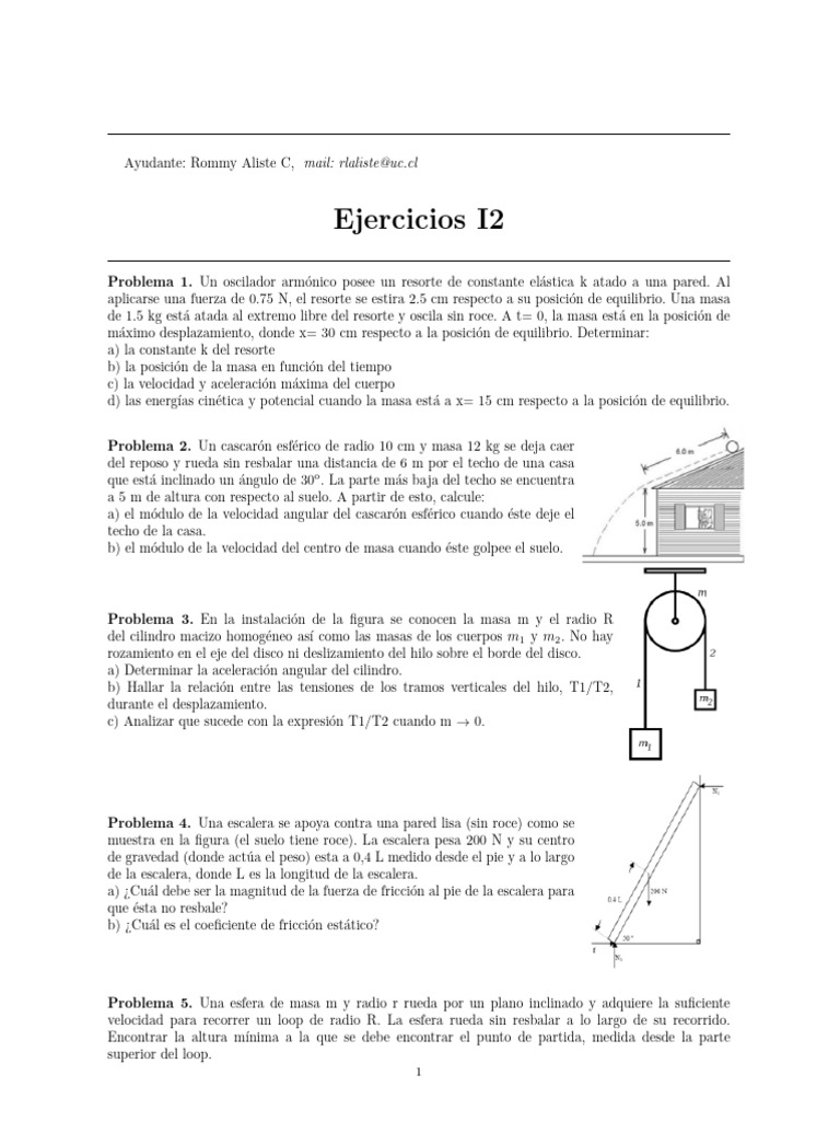 Ejercicios I2 Fiz 0121 | PDF | Fricción | Masa