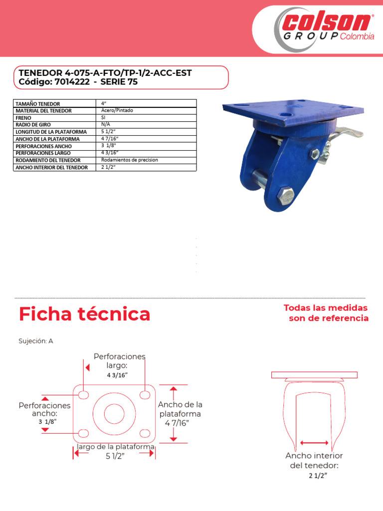Azu-7014222 Tenedor 4-075-A-Fto-Tp-1-2-Acc-Est | PDF | Bienes manufacturados | Ingeniería mecánica