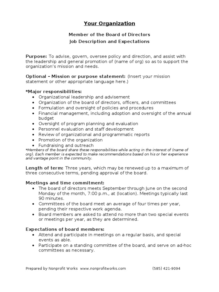 Board Job Description | PDF