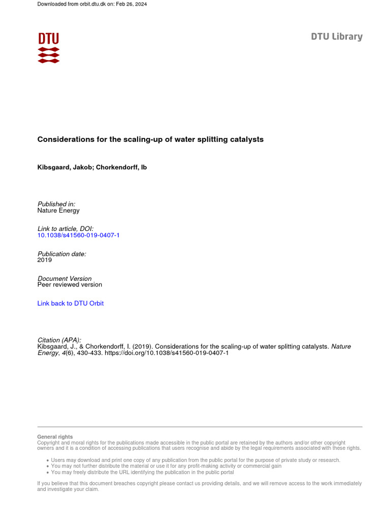 Considerations For The Scaling Up of Water Splitting Catalysts | Download Free PDF | Chemical ...