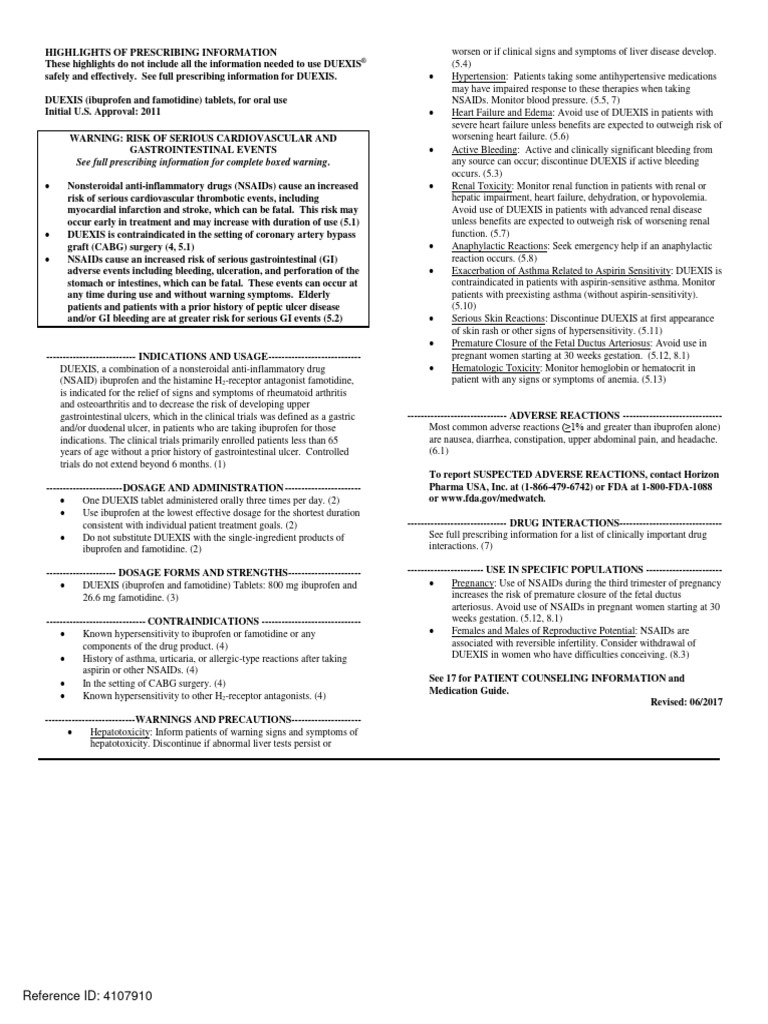 Duexis | PDF | Nonsteroidal Anti Inflammatory Drug | Aspirin