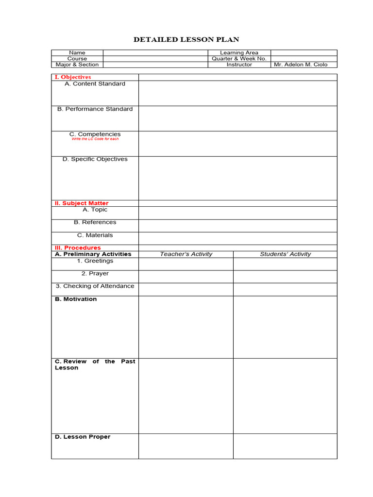 DLP Template for Lesson Planning | PDF | Business