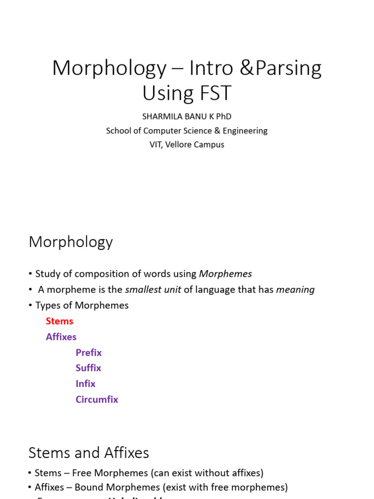 Morphology FST | PDF | Morphology (Linguistics) | Word