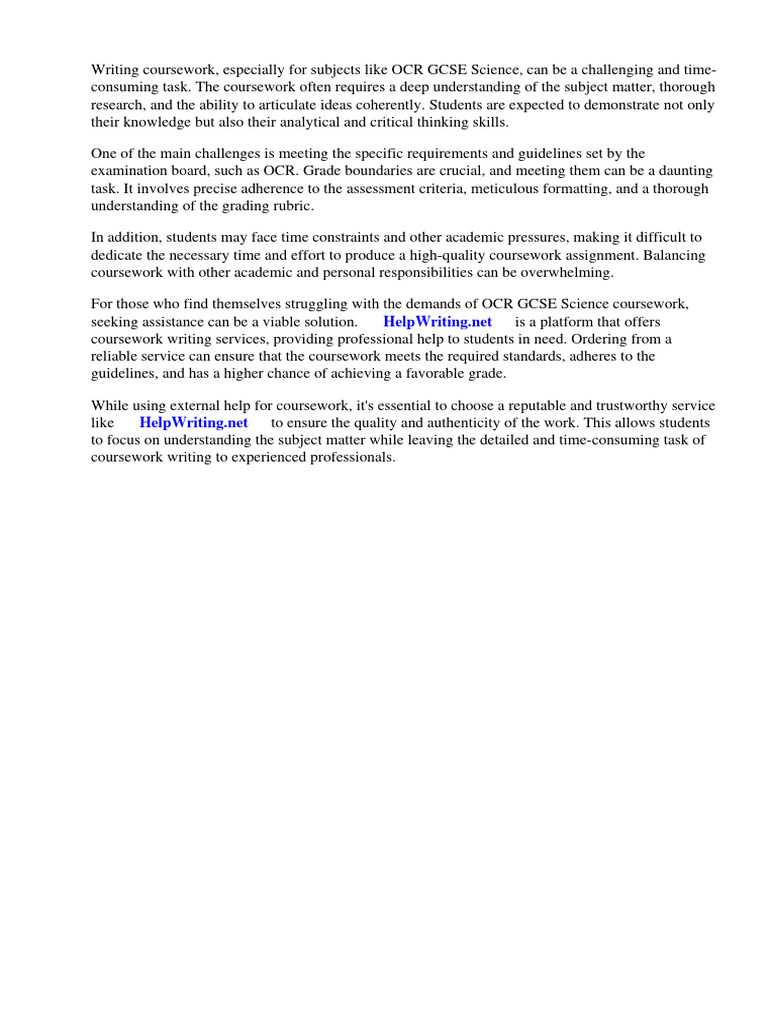 Ocr Gcse Science Coursework Grade Boundaries 2013 | PDF ...