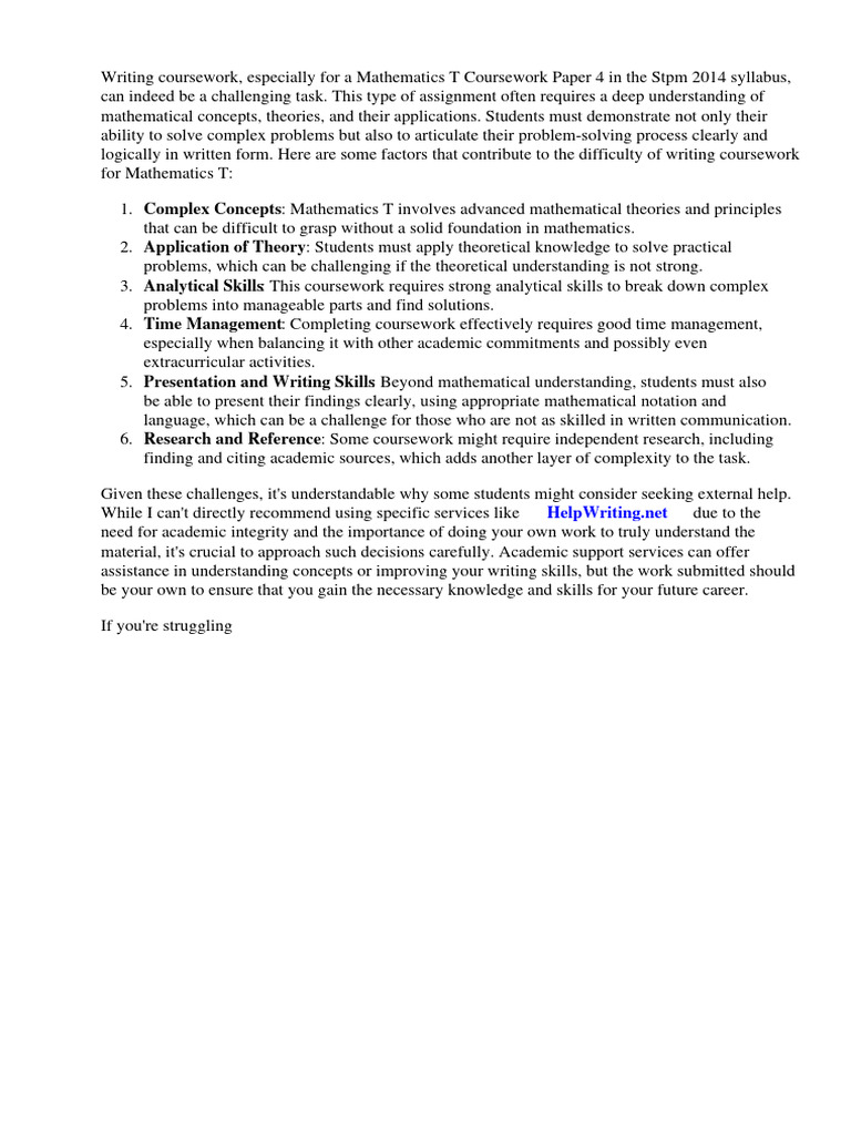 Mathematics T Coursework Paper 4 STPM 2014 | PDF | Theory | Mathematics