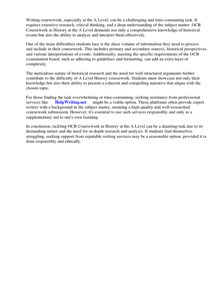Ocr Coursework History A Level | PDF | Argument | Critical Thinking