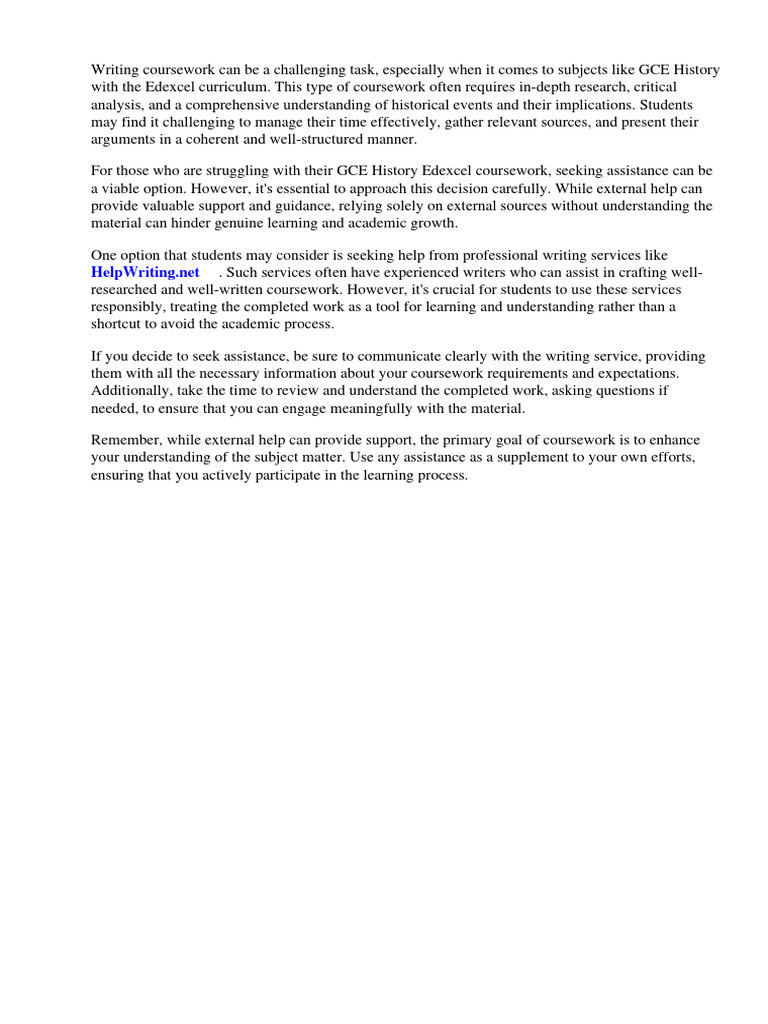 Gce History Edexcel Coursework | PDF