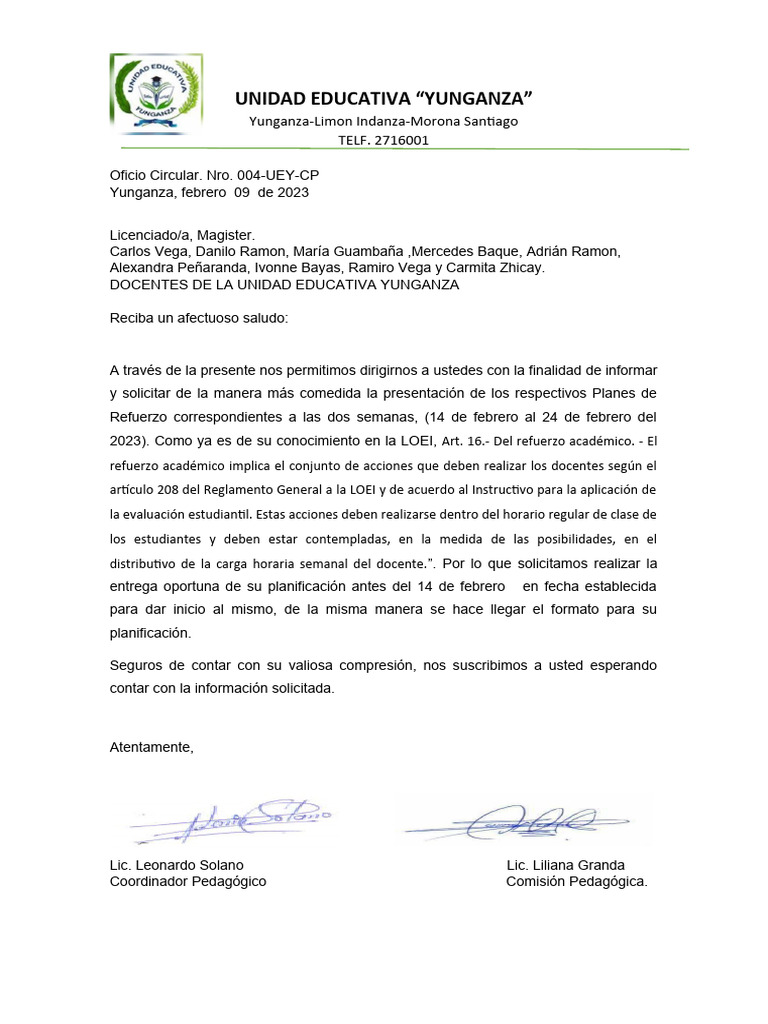 Oficio 4 Refuerzos | PDF