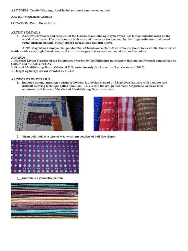Magdalena Gamayo - Fidel Go | PDF | Weaving | Textiles