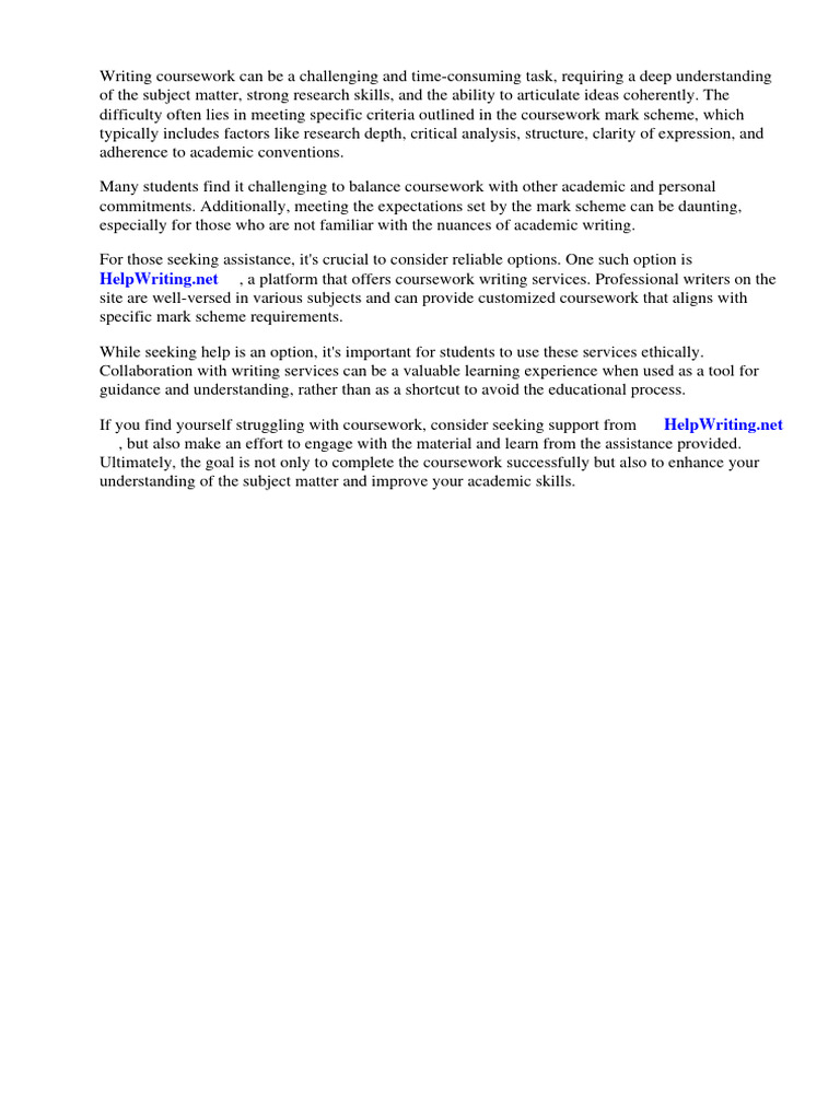 Coursework Mark Scheme | PDF | You Tube | Facebook