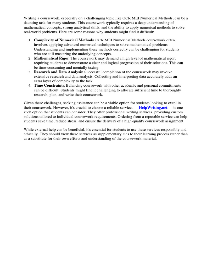 Ocr Mei Numerical Methods Coursework | PDF | Mathematics | Numerical Analysis