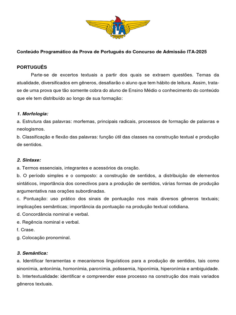 Ementa Portugues Ingles 2025 | PDF