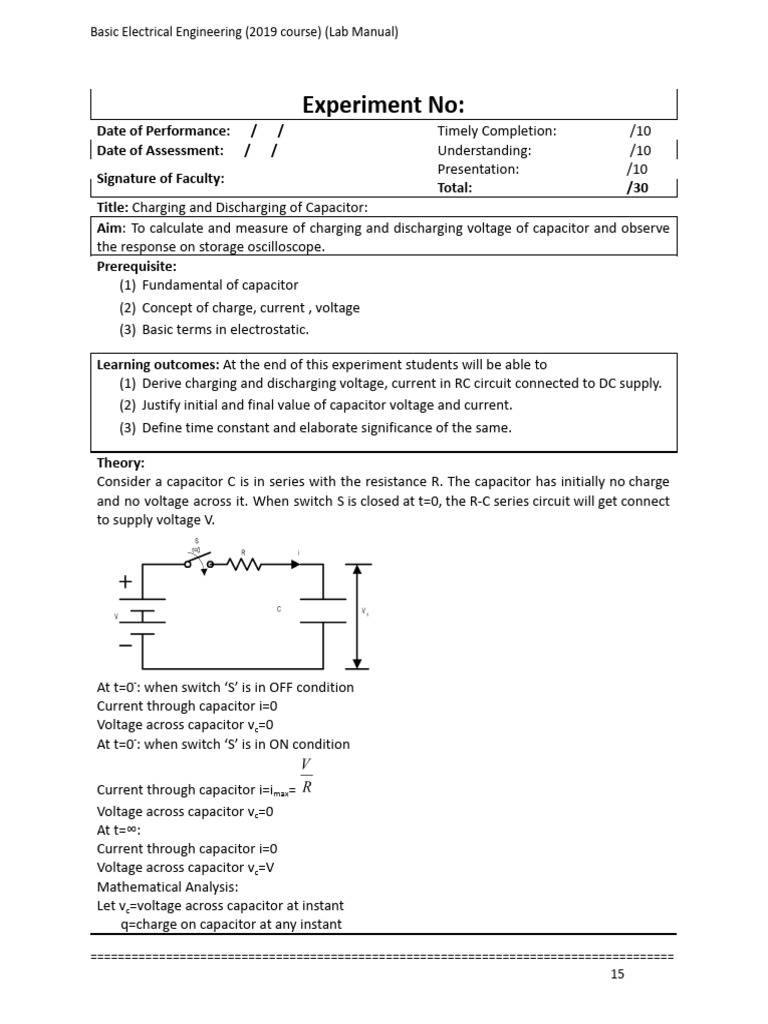 Capacitor Charging and Discharging Lab | PDF | Capacitor | Voltage