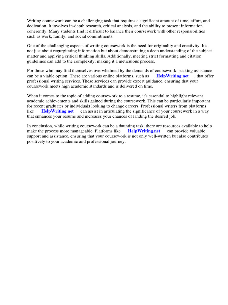 How To Add Coursework To Resume | PDF | Career & Growth | Business