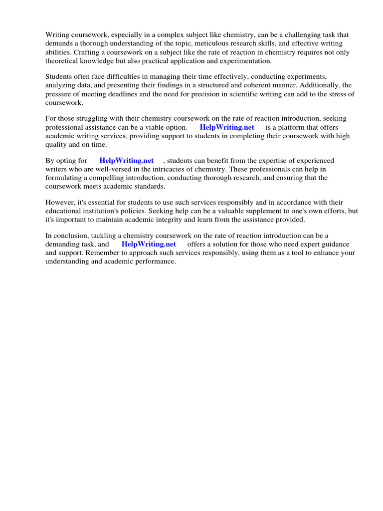 Chemistry Coursework Rate of Reaction Introduction | PDF | Reaction ...