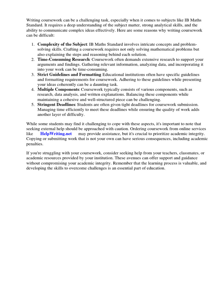 Ib Maths Standard Coursework Example | PDF