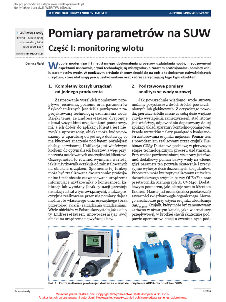 Pomiary Parametrów Na SUW - Artykuł | PDF