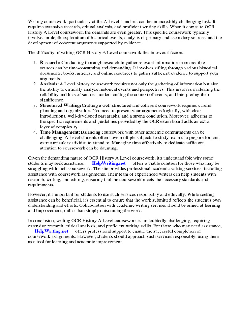 Ocr History A Level Coursework 2014 | PDF | Historian | Critical Thinking Ocr History A Level Coursework 2014 | PDF | Historian | Critical Thinking