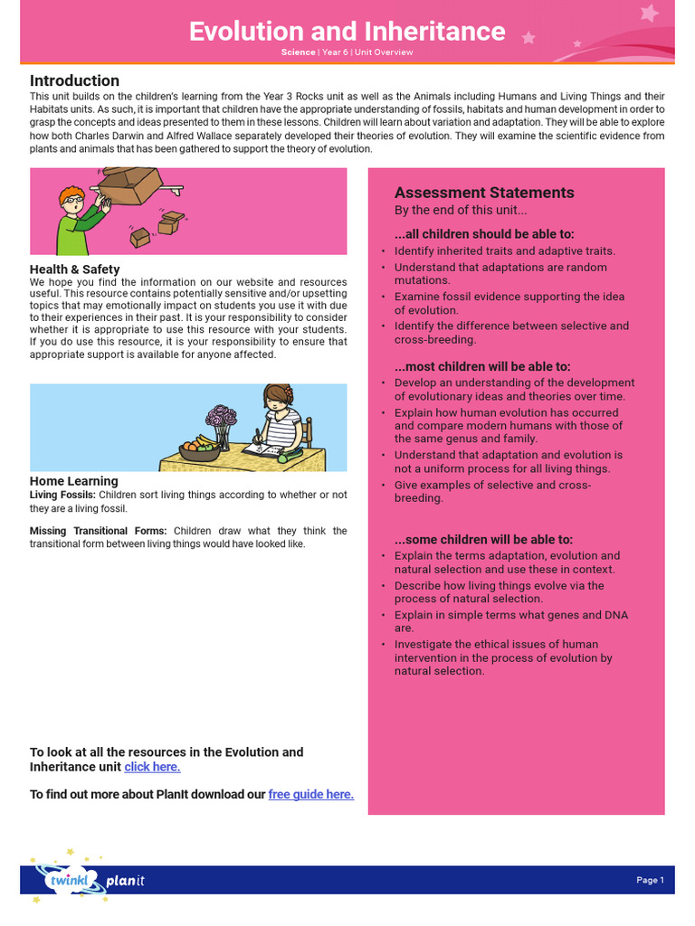 tp2 S 120 Science Evolution and Inheritance Year 6 Planning Overview ...
