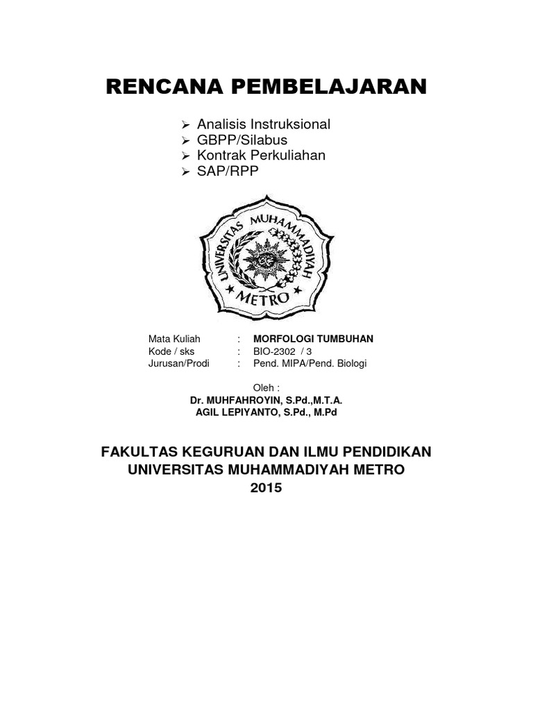Perangkat Pembelajaran Matakuliah Morfol | PDF