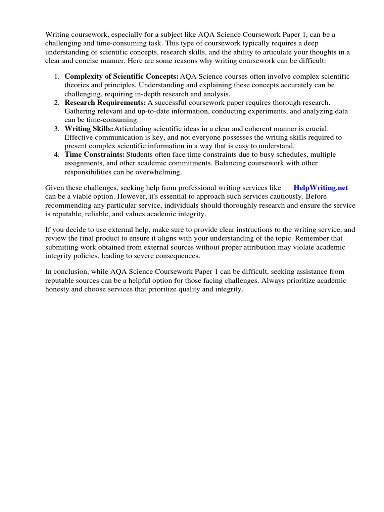 Aqa Science Coursework Paper 1 | PDF | Science | Linked In