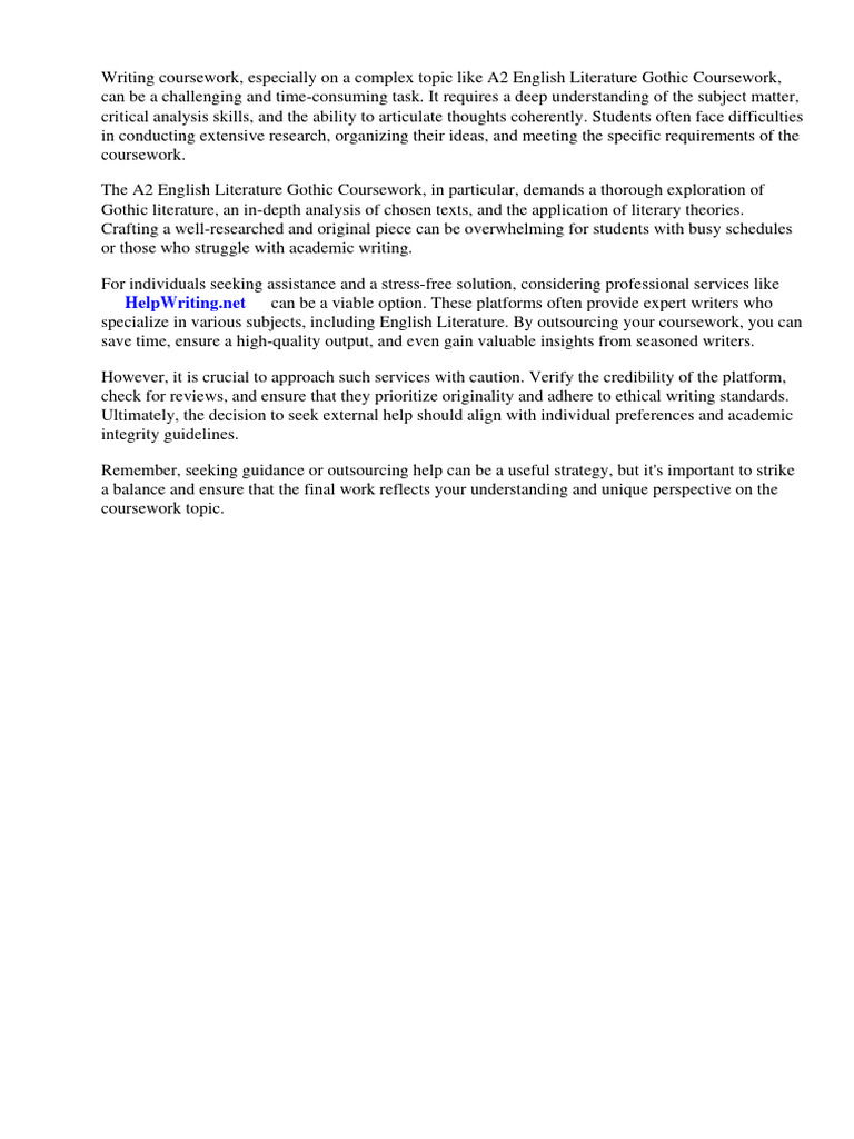 A2 English Literature Gothic Coursework | PDF