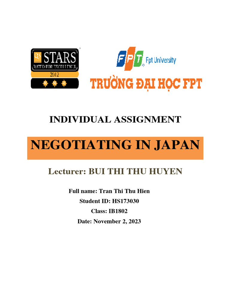 IBC201 Individual Assignment | PDF | Negotiation | Consensus Decision Making