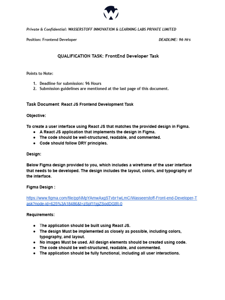Wasserstoff FrontEnd Developer Task | PDF | Page Layout | Information Science